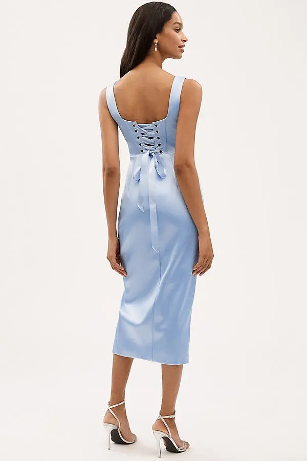 knee length dresses for ladies Sleeveless Corset Style Bodycon Midi Dress in Cream