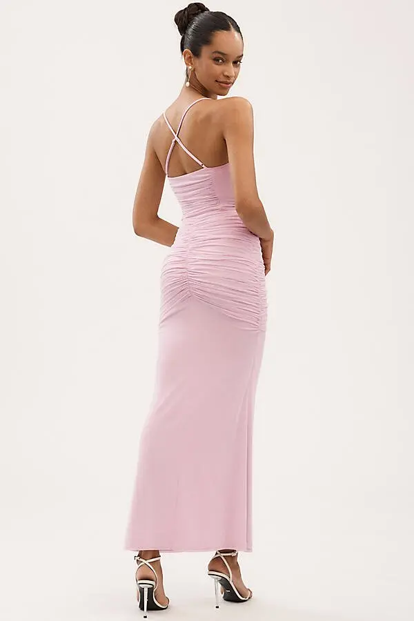 gold metallic halter dress Sherri Hill Braided Metallic Halter Homecoming Dress 56710 Rose / 2 main image 0