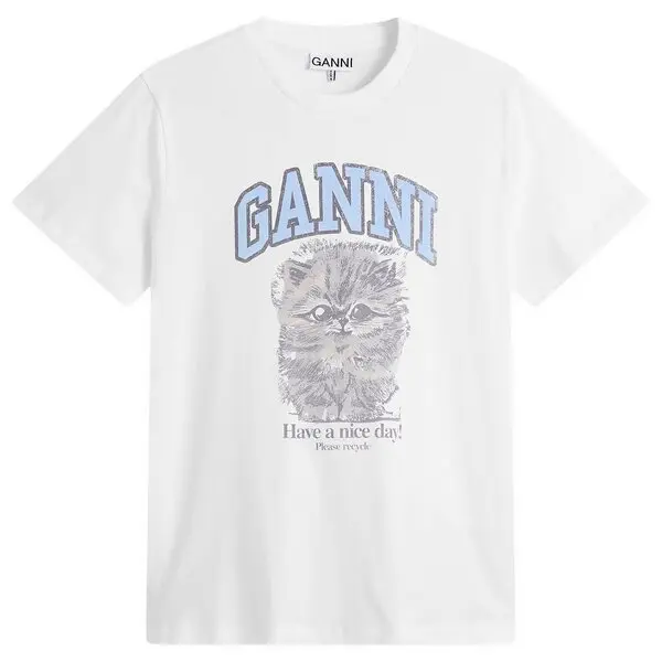 GANNI Kitty Margot Relaxed T-shirt - Bright White