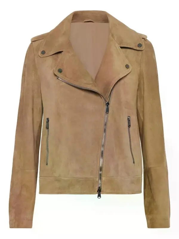 Brunello Cucinelli Leather Moto Jacket - Brown