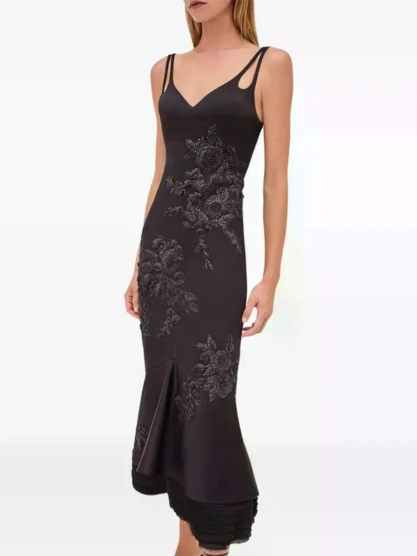 Alexis Raquel Embroidered Mermaid Dress - Black