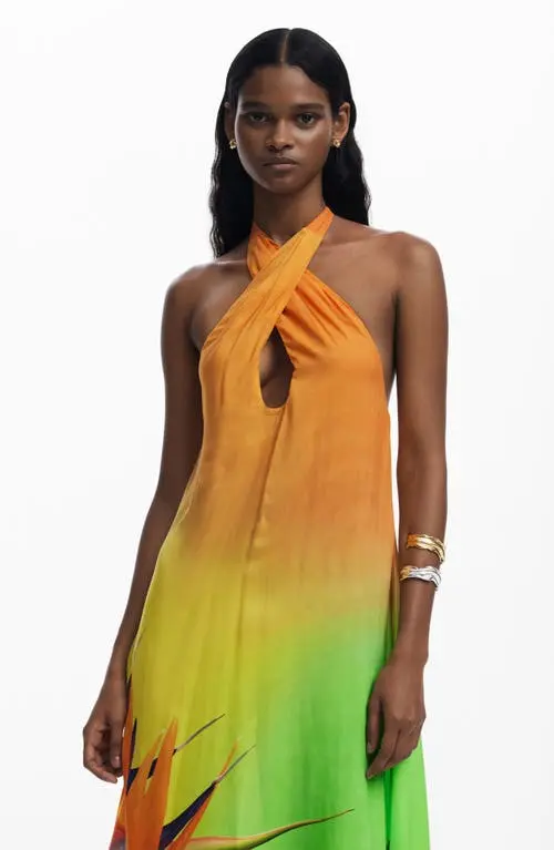 Desigual Halter Maxi Cover-up Dress