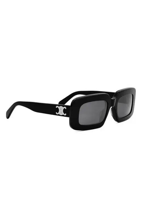 Celine Triomphe Rectangular Sunglasses - Shiny Black / Smoke