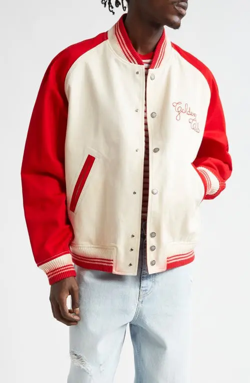 Golden Goose Journey Cotton Twill Varsity Jacket - Shortbread/ Haute Red
