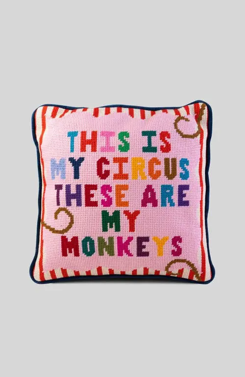 FURBISH My Circus Needlepoint Pillow - Blue/ Pink