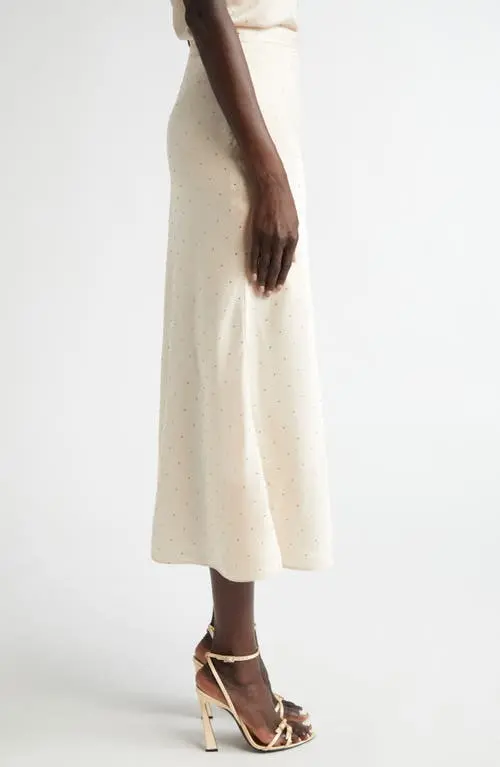 St. John Crystal-embellished Stretch Satin Midi Skirt