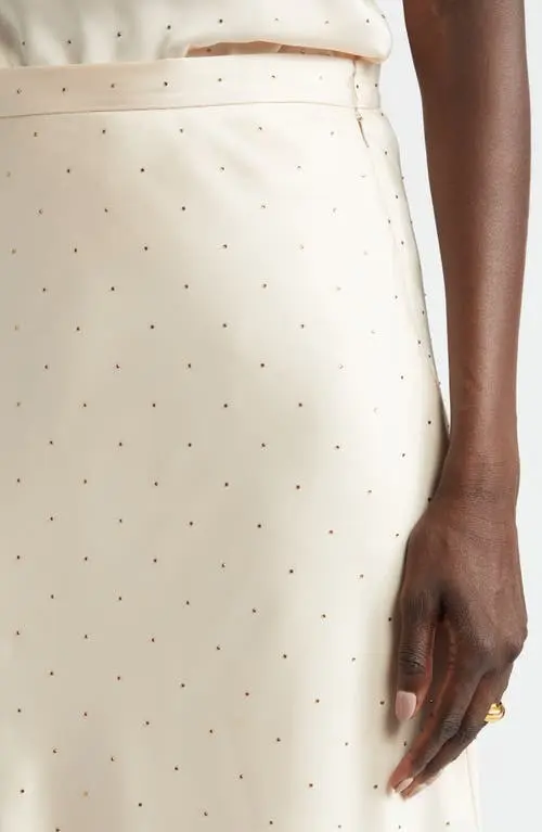 St. John Crystal-embellished Stretch Satin Midi Skirt