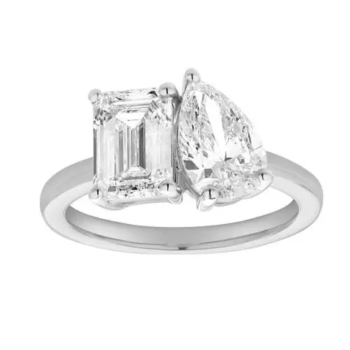 LUVMYJEWELRY Evermore 14k Gold 3 Ct. Toi Et Moi Ring - 14k White Gold