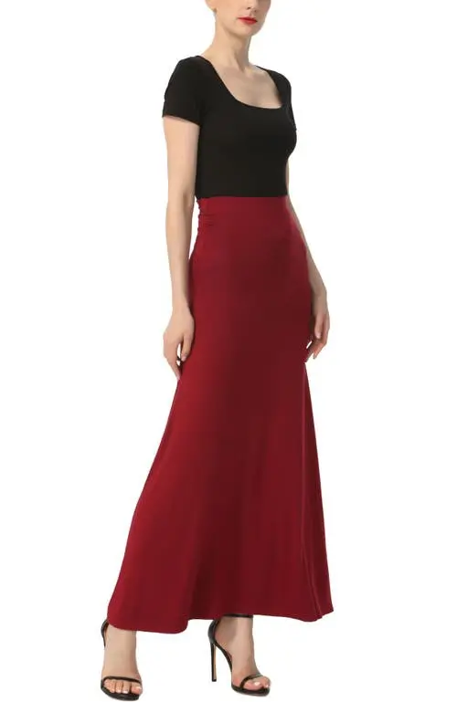 KIMI + KAI Ruched Maxi Skirt - Wine
