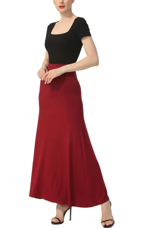 KIMI + KAI Ruched Maxi Skirt - Wine