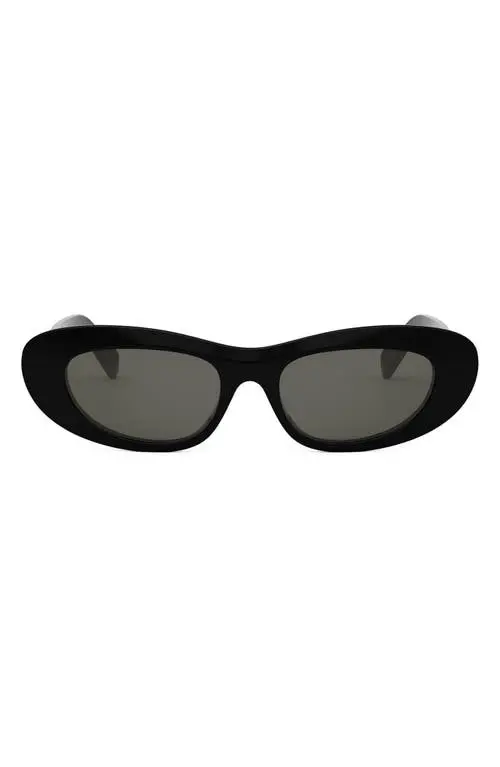 Celine Bold 3 Dot Rectangular Sunglasses - Shiny Black / Smoke