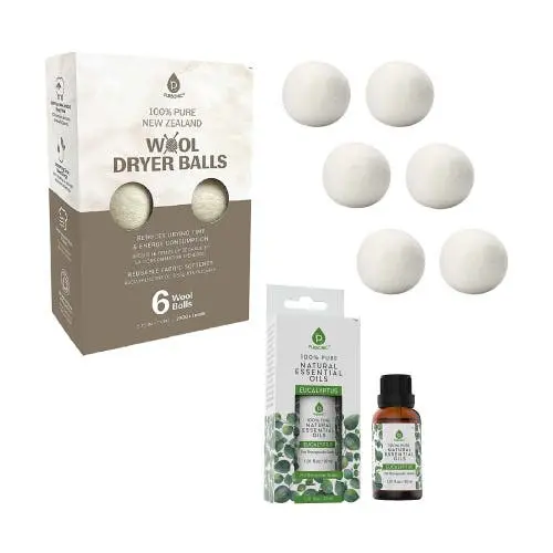 PURSONIC Laundry Care Bundle Wool Dryer Balls & Essential Oil Set - Eucalyptus