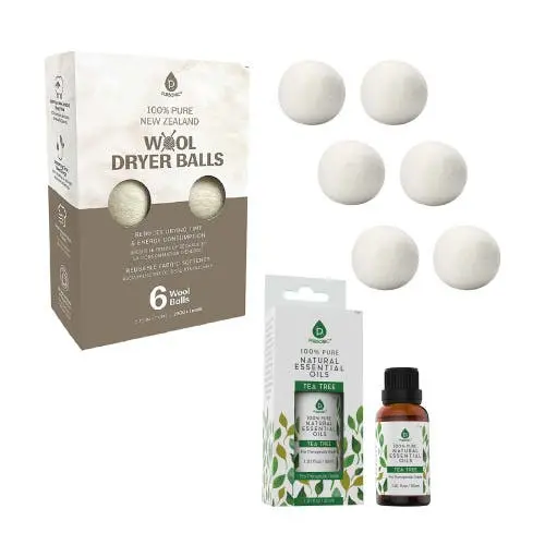 PURSONIC Laundry Care Bundle Wool Dryer Balls & Essential Oil Set - Tea Tree