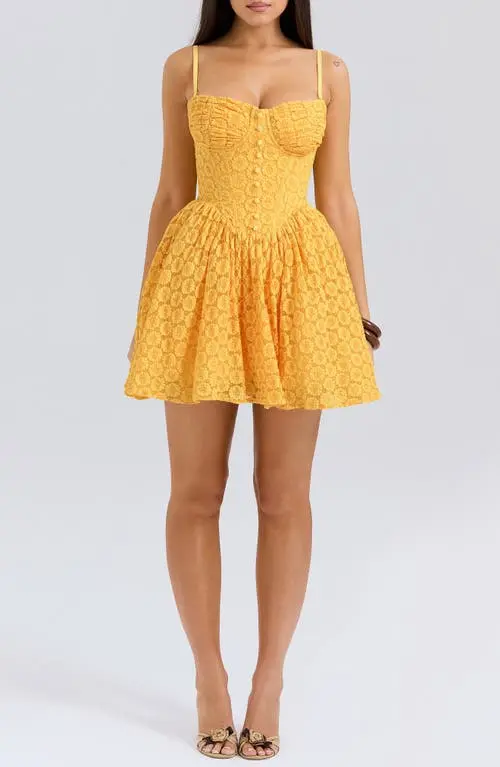 House Of Cb Carolina Stretch Lace Corset Minidress - Apricot