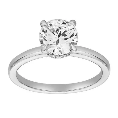 LUVMYJEWELRY 14k Gold 1.5 Ct. Lab Grown Diamond Hidden Halo Ring - 14k White Gold