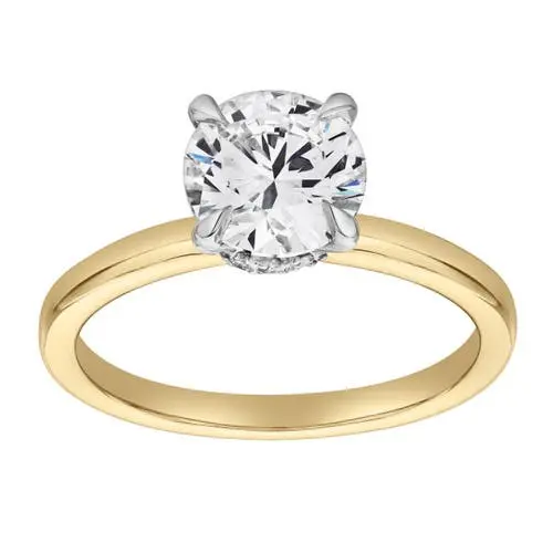 LUVMYJEWELRY 14k Gold 1.5 Ct. Lab Grown Diamond Hidden Halo Ring - 14k Yellow Gold
