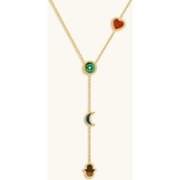 KARMA AND LUCK Celestial Wisdom Multi-symbol Necklace - Gold/multicolor