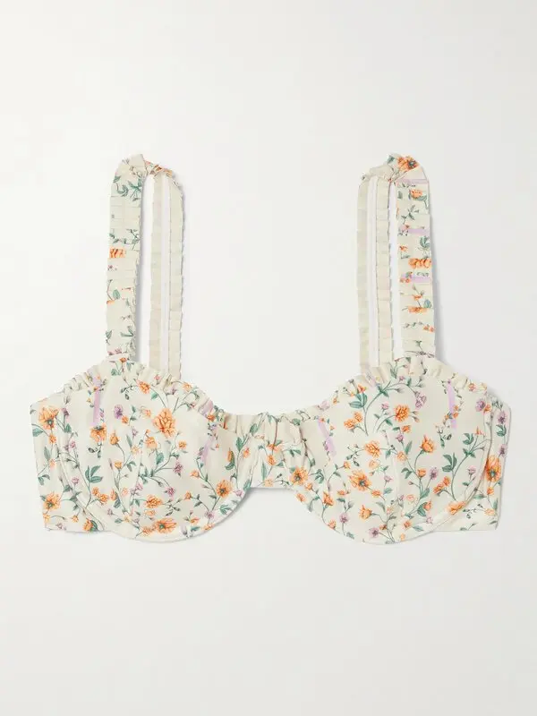Agua Bendita Argaz Chinesis Floral Bikini Top - White