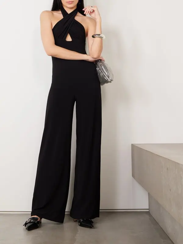 Norma Kamali Gathered Stretch-jersey Halterneck Jumpsuit
