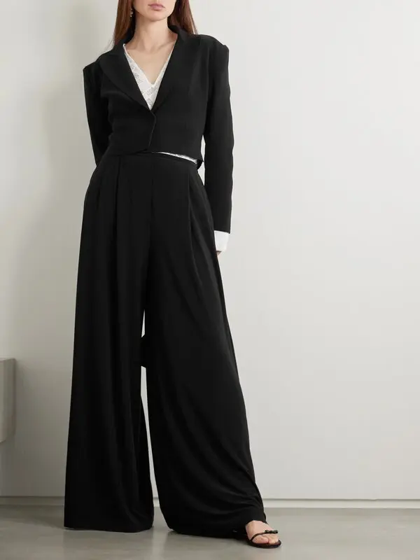 Norma Kamali Pleated Wide-leg Pants - Black