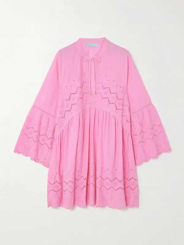 Melissa Odabash Sebenna Broderie Anglaise Cotton Kaftan - Pink
