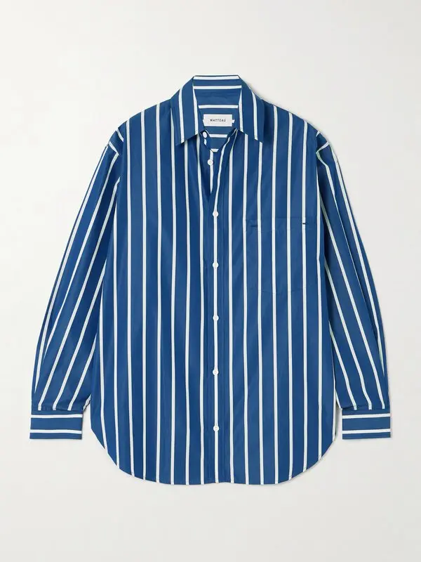 Matteau Striped Cotton-poplin Shirt - Blue