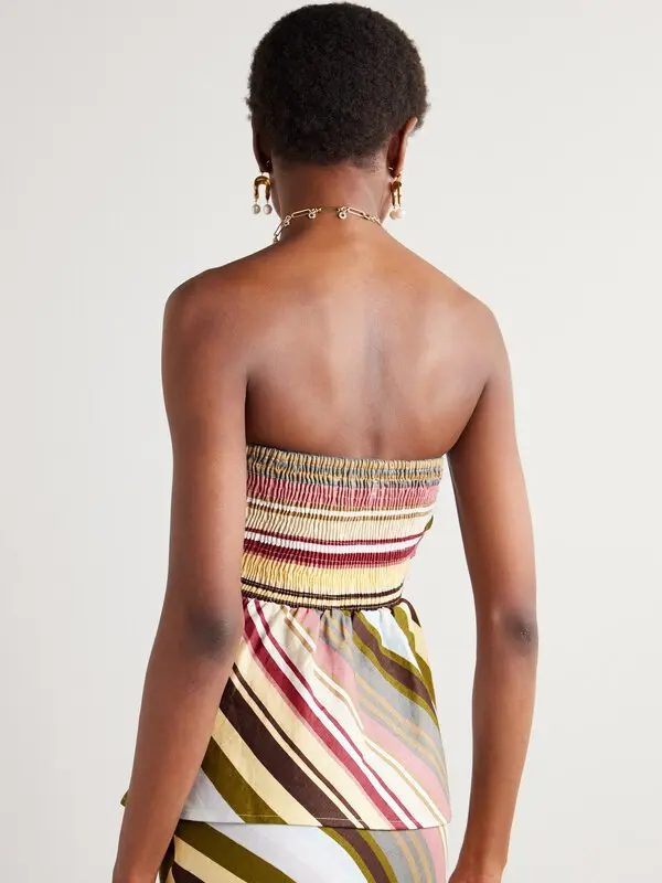 Faithfull The Brand Strapless Striped Linen Top