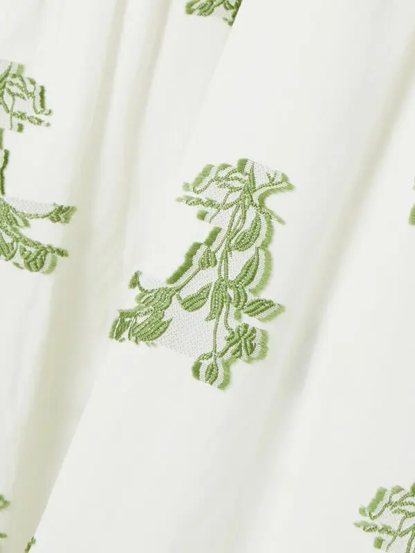Erdem Embroidered Gathered Cotton Fil Coupé Midi Shirt Dress - Neutrals