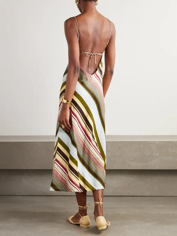 faithfull striped linen dress Faithfull The Brand Juan Striped Linen Halter Mini Dress