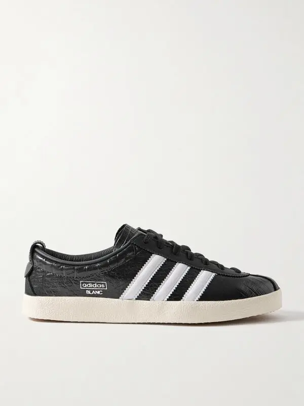 ADIDAS ORIGINALS Blanc Croc-effect Glossed-leather Sneakers - Black
