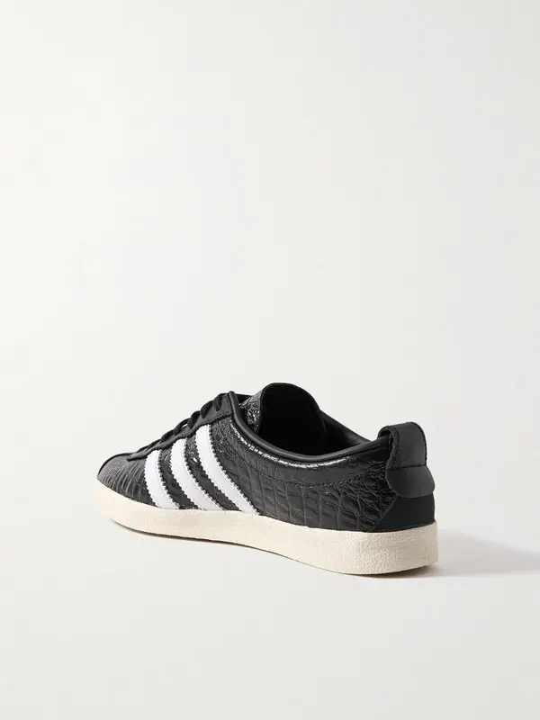 ADIDAS ORIGINALS Blanc Croc-effect Glossed-leather Sneakers - Black