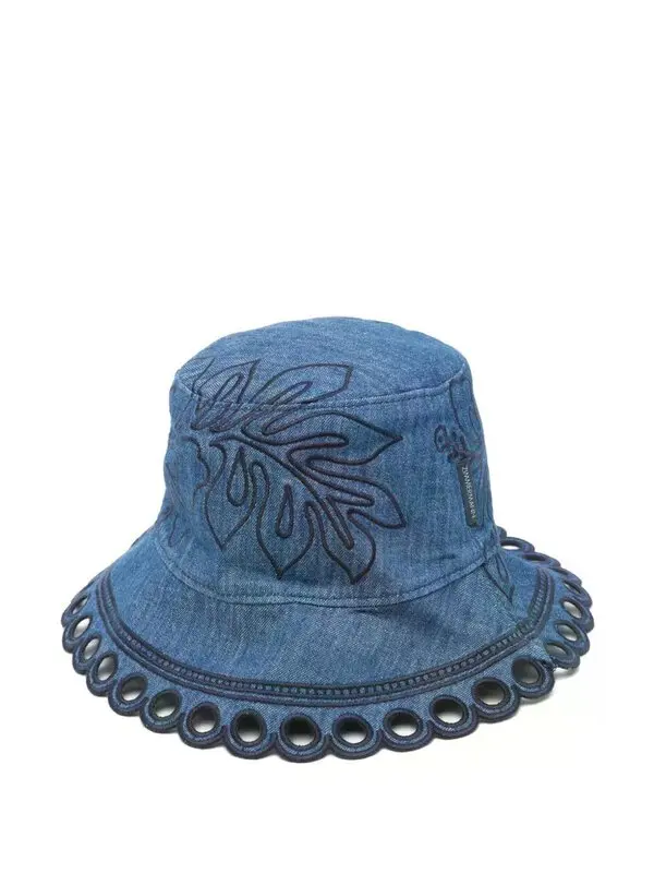 Zimmermann Embroidered Denim Bucket Hat - Blue
