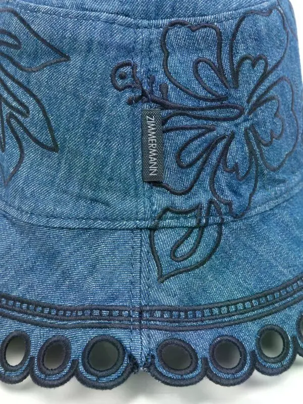 Zimmermann Embroidered Denim Bucket Hat