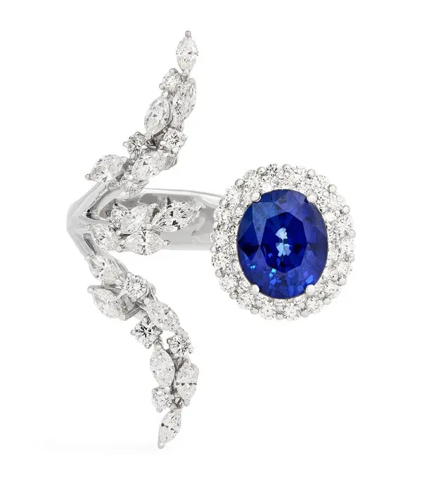 Yeprem Gold, Diamond, And Sapphire Reign Supreme Ring - White