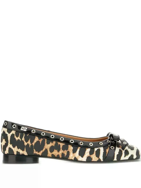 GANNI Leopard Print Ballerina Flats - Brown
