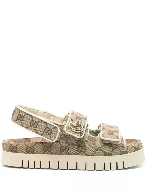 Gucci Gg Motif Sandals - Brown