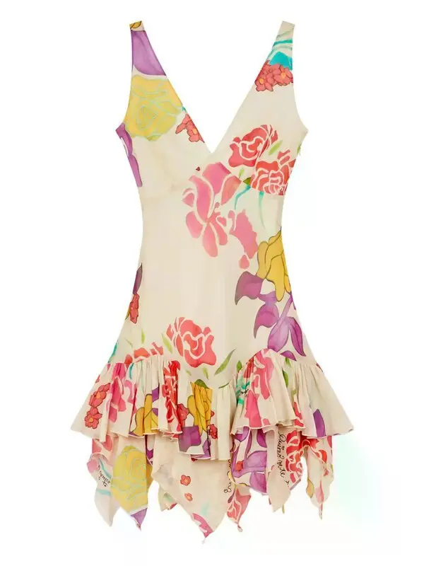 DONDE ESTEBAN Floral-print Mini Dress - Neutrals