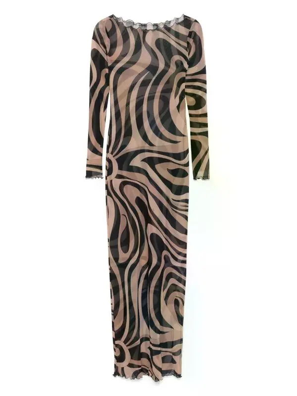 Printed Maxi Dress - Brown