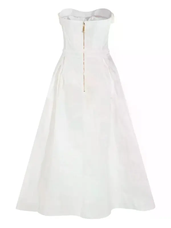 Elisabetta Franchi Embroidered Roses Gabardine Dress - White