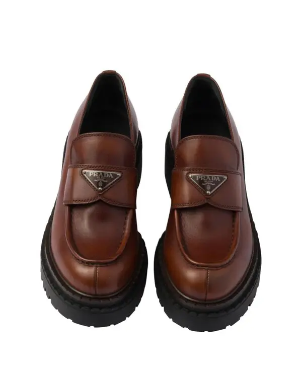Prada Leather Loafers - Cognac