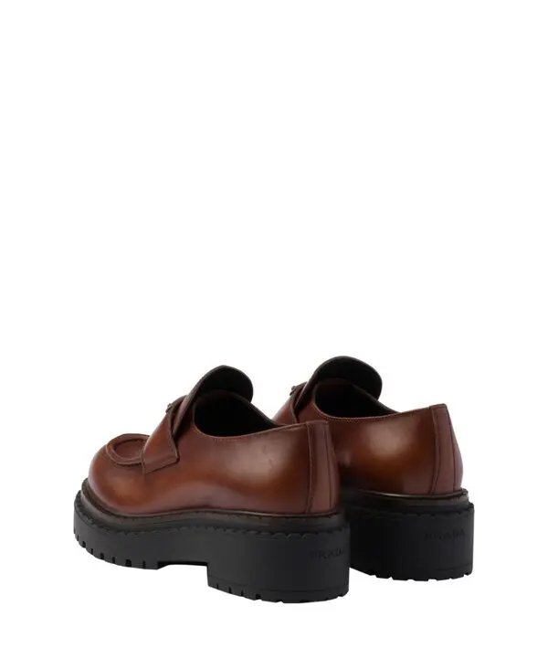 Prada Leather Loafers - Cognac