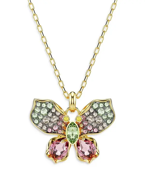 SWAROVSKI Idyllia Crystal Butterfly Pendant Necklace - Multi/gold