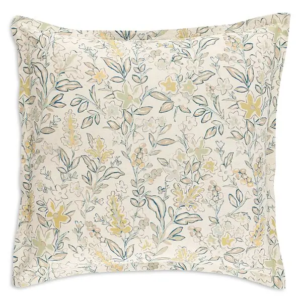 ANNIE SELKE Macie Botanical Sham, Euro - Blue/green