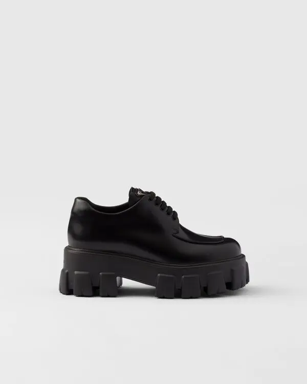 Prada Monolith Brushed Leather Lace-up Shoes