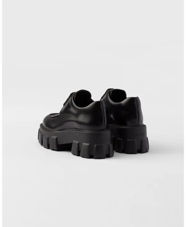 Prada Monolith Brushed Leather Lace-up Shoes