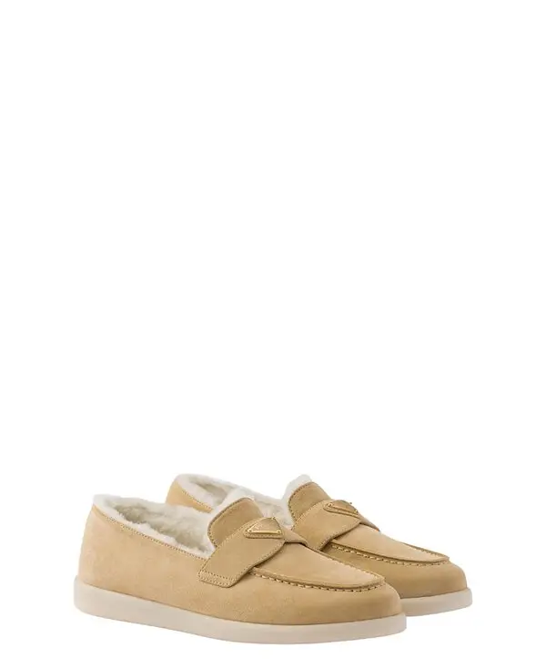 Prada Suede And Shearling Loafers