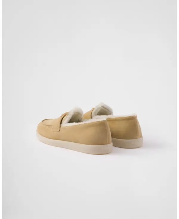 Prada Suede And Shearling Loafers