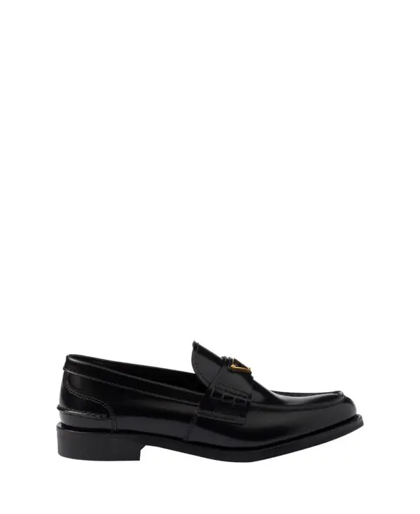 Prada Brushed Leather Loafers - Black