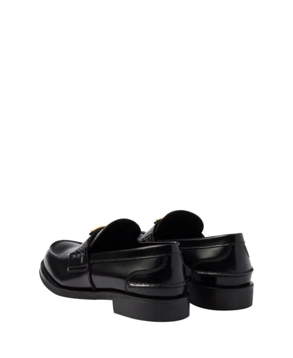 Prada Brushed Leather Loafers - Black