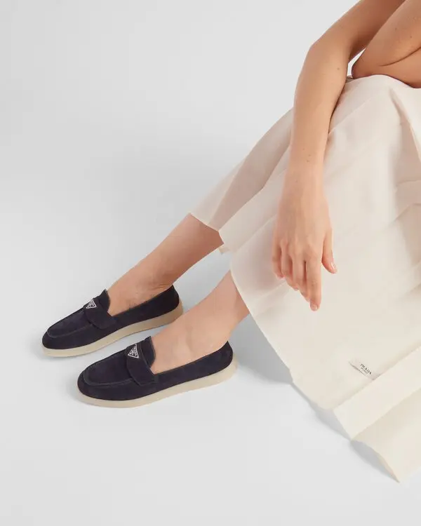 Prada Suede Leather Loafers - Blue